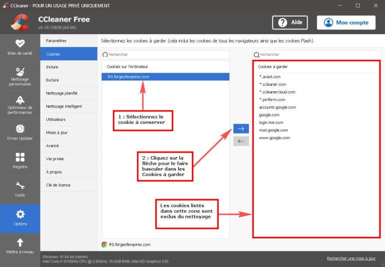 Interface et paramétrage de CCleaner – ASTUCES-INTERNET