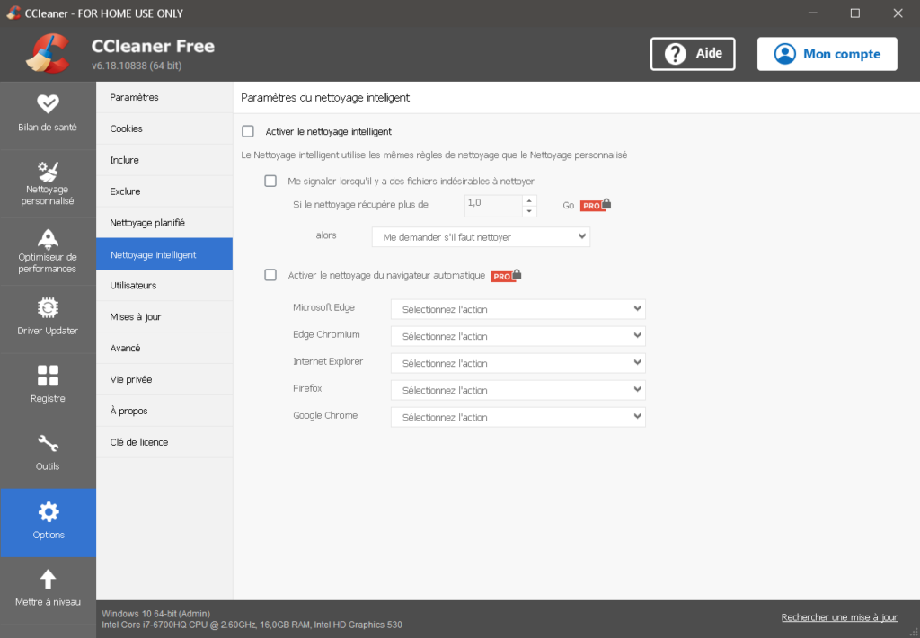Interface et paramétrage de CCleaner – ASTUCES-INTERNET