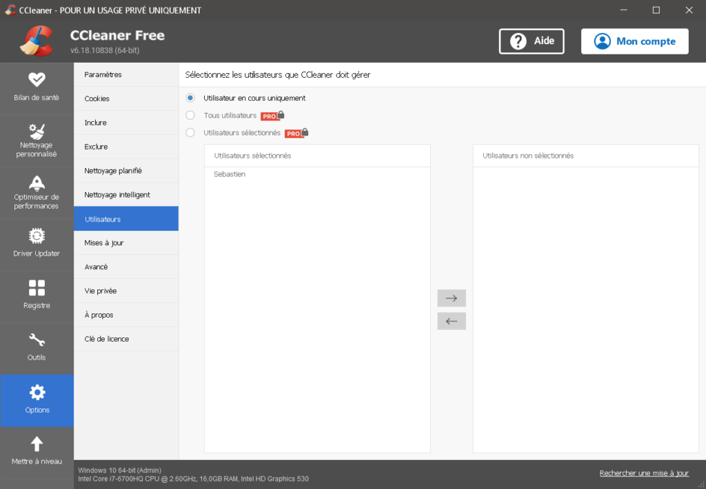 Interface et paramétrage de CCleaner – ASTUCES-INTERNET