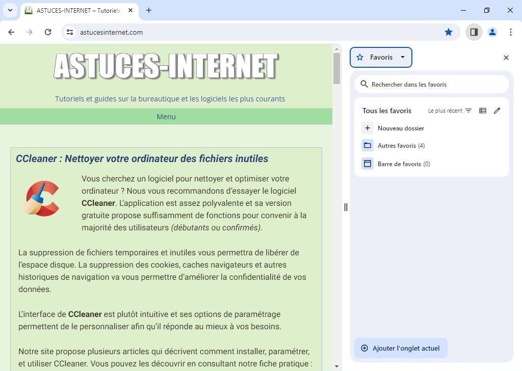 Interface et fonctionnalités de base de Google Chrome – ASTUCES-INTERNET