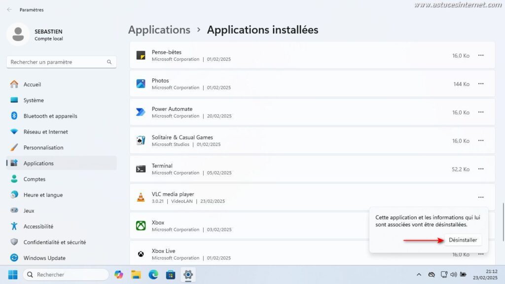 Comment désinstaller une application dans Windows 11 ? – ASTUCES-INTERNET