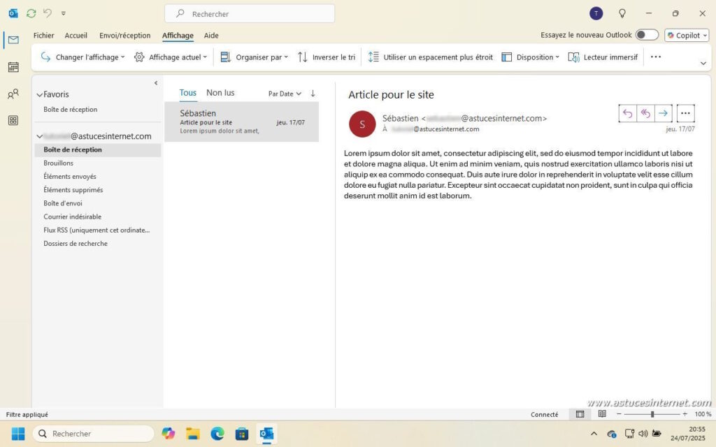 Personnaliser l’affichage d’Outlook – ASTUCES-INTERNET