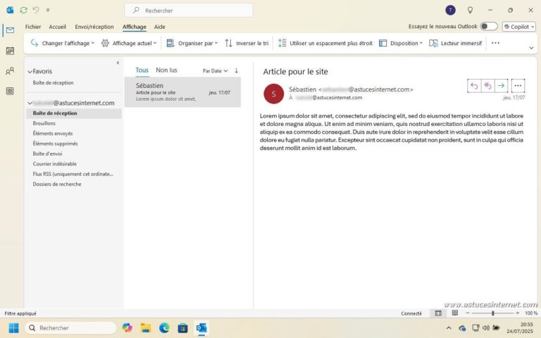 Personnaliser l’affichage d’Outlook – ASTUCES-INTERNET