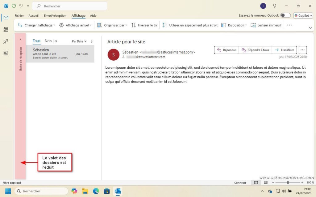 Personnaliser l’affichage d’Outlook – ASTUCES-INTERNET