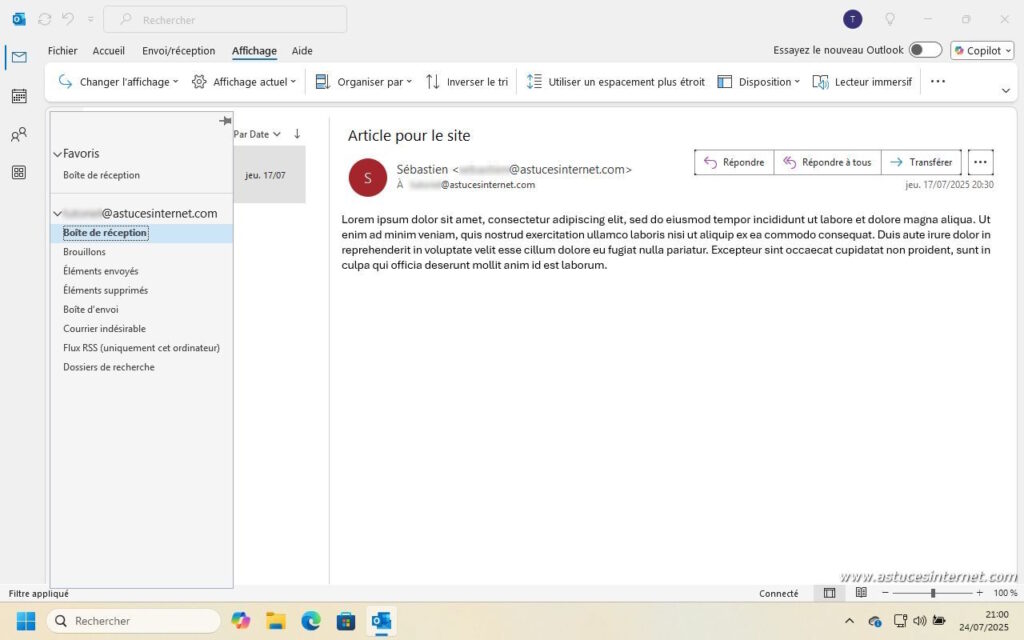 Personnaliser l’affichage d’Outlook – ASTUCES-INTERNET