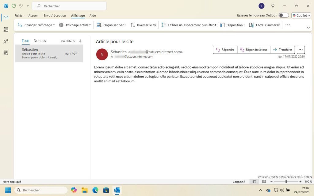 Personnaliser l’affichage d’Outlook – ASTUCES-INTERNET