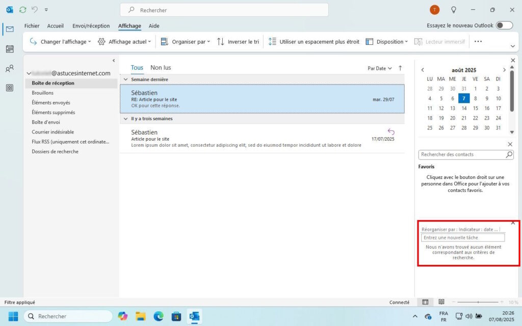 Personnaliser l’affichage d’Outlook – ASTUCES-INTERNET