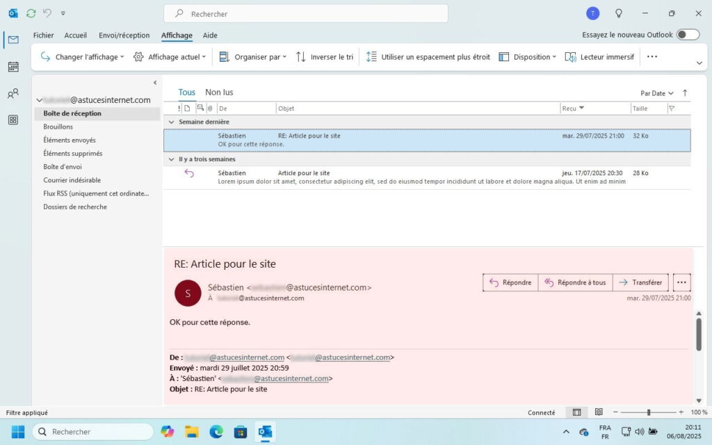 Personnaliser l’affichage d’Outlook – ASTUCES-INTERNET