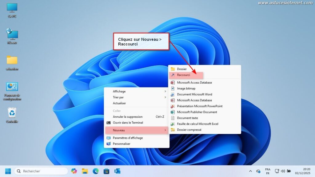 Comment créer un raccourci sur le bureau ? – ASTUCES-INTERNET