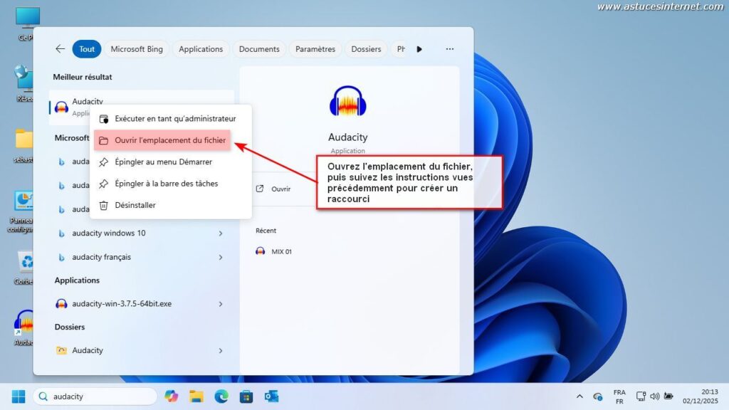 Comment créer un raccourci sur le bureau ? – ASTUCES-INTERNET